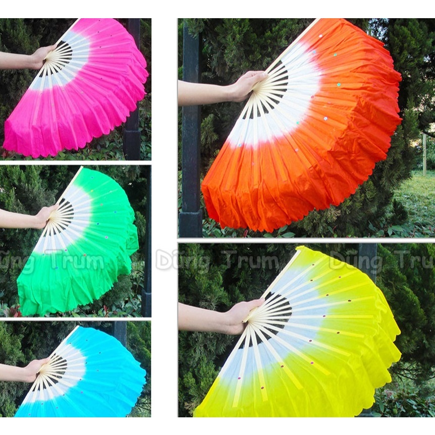 Adult 2-color dance fan with bamboo slats and soft silk fabric | Shopee ...