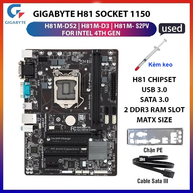 Mainboard - Gigabyte H81M-S2PV Computer Motherboard Disassemble the ...