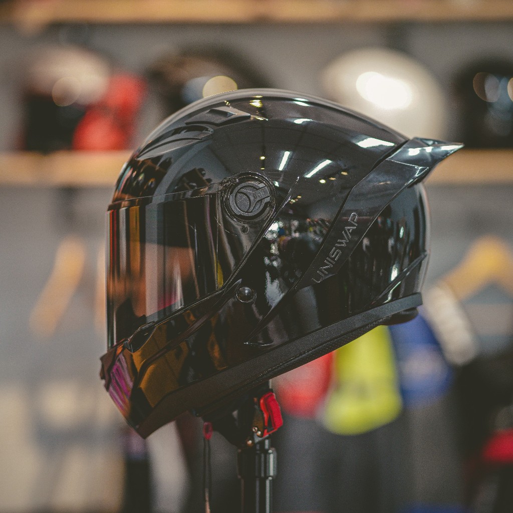 Very cool Limited glossy black Fullface AGU helmet | Shopee Malaysia