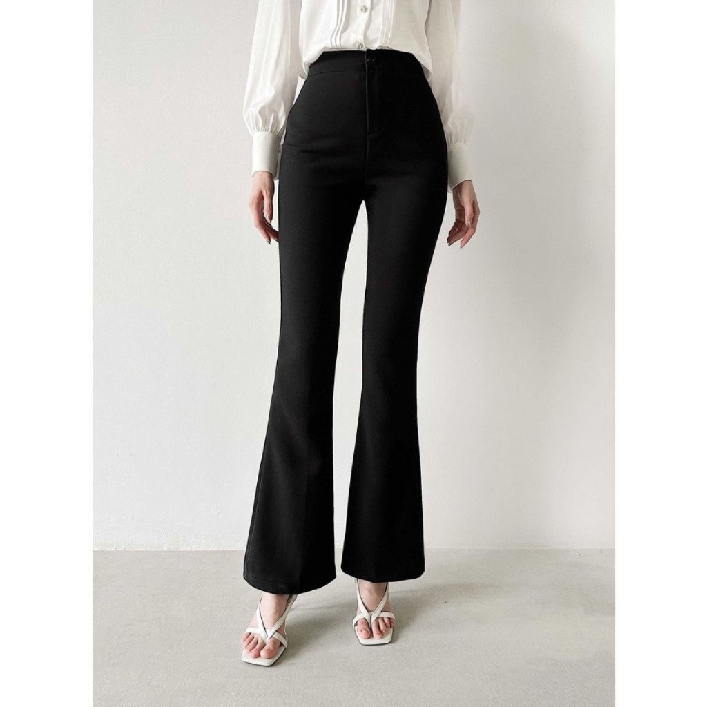 Women's Bigsize flared pants 50-95kg high-waisted one-button leggings ...