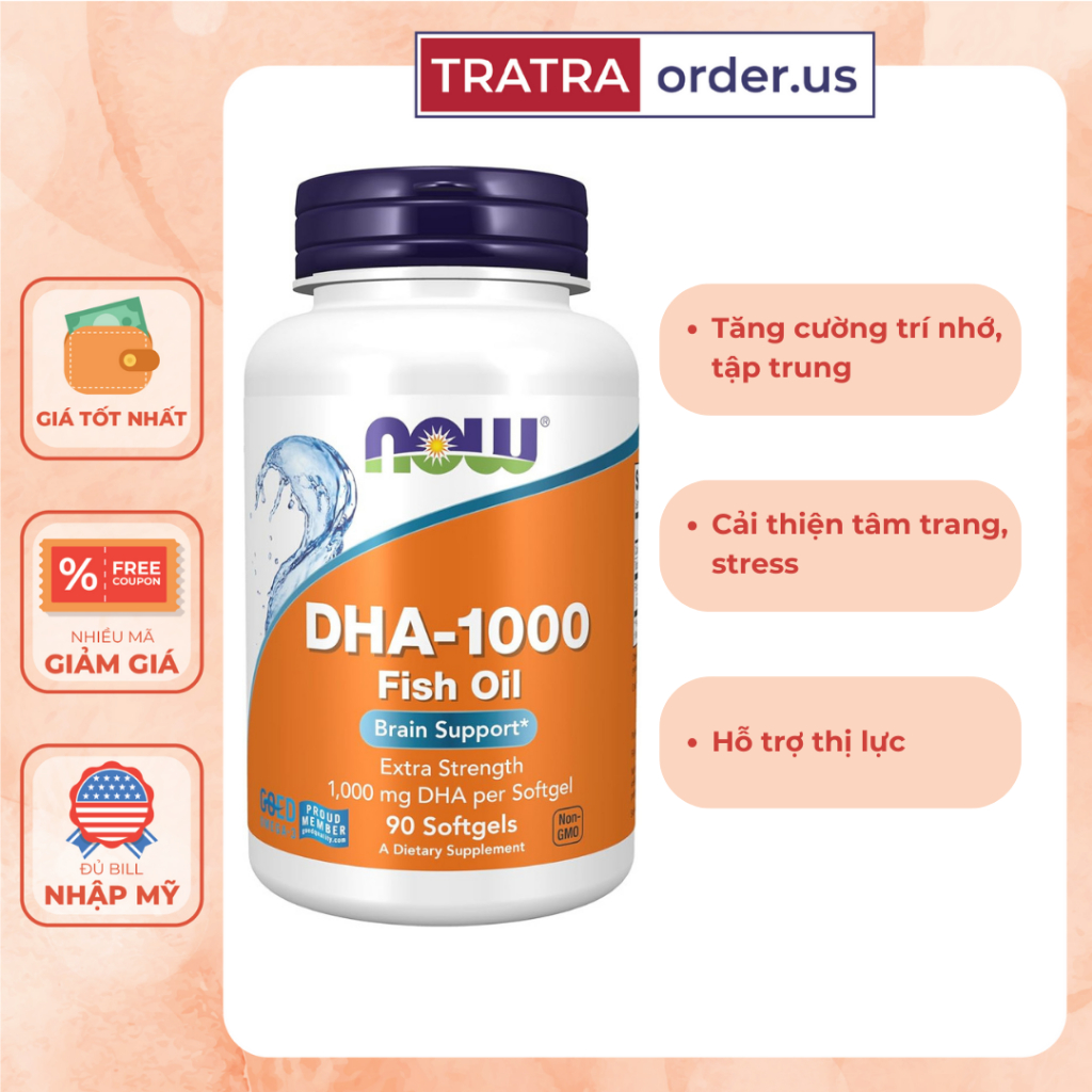 Now DHA-1000 Fish Oil pills 90 pills to enhance memory, concentration ...