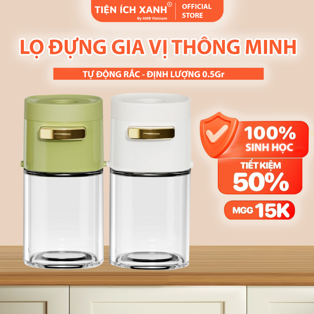 Thick, high-quality glass smart spice jar, convenient push-button spice ...