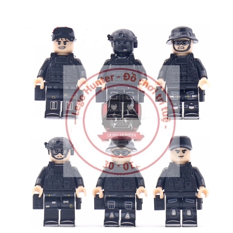 Swat minifigures combo complete set of 6 special forces soldiers with ...