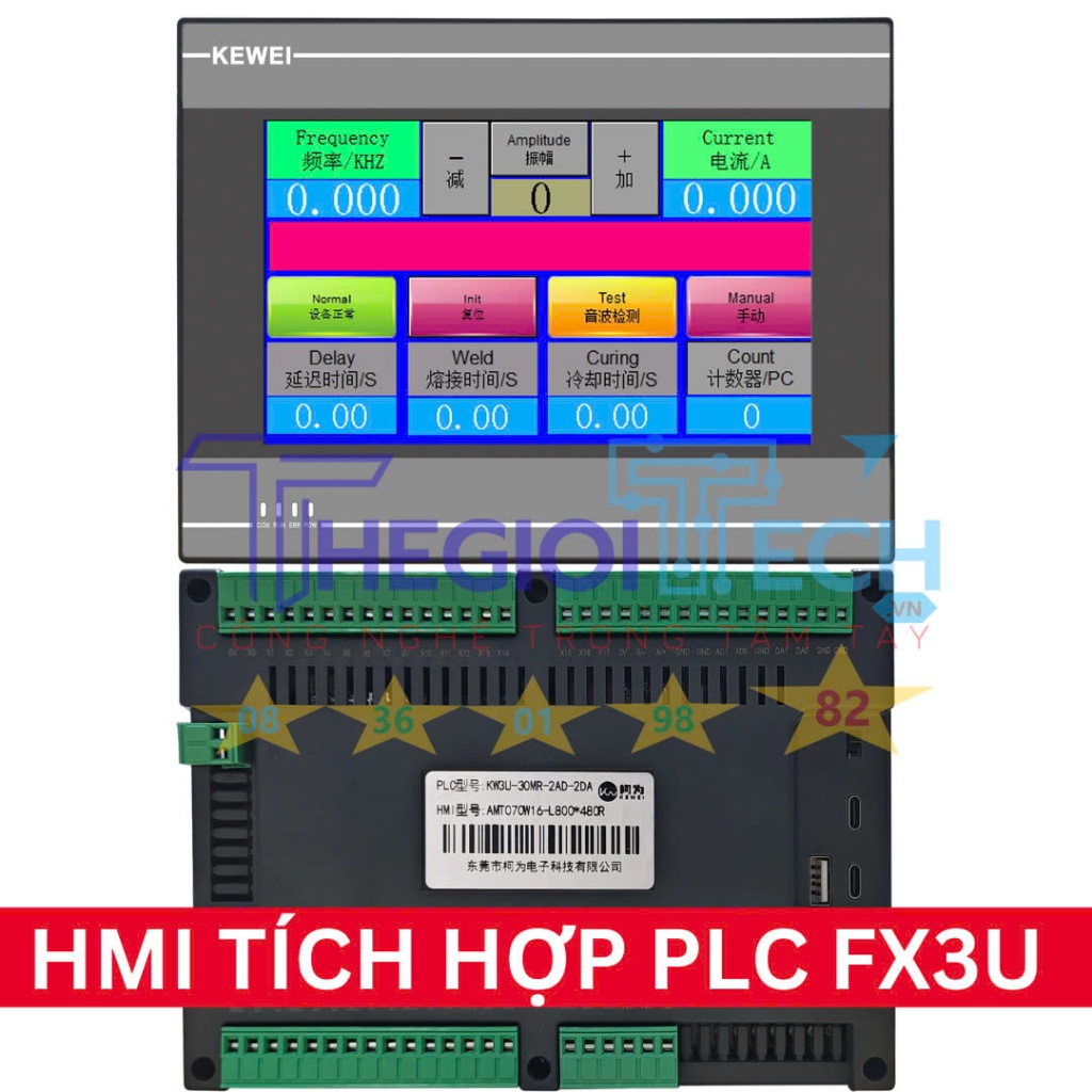 Mitsu FX3U 48MR 48MT 30MT 30MR 20MT 20MT 15MR 2AD-2DA RS485 PLC integrated HMI screen 7 4.3 inch ...