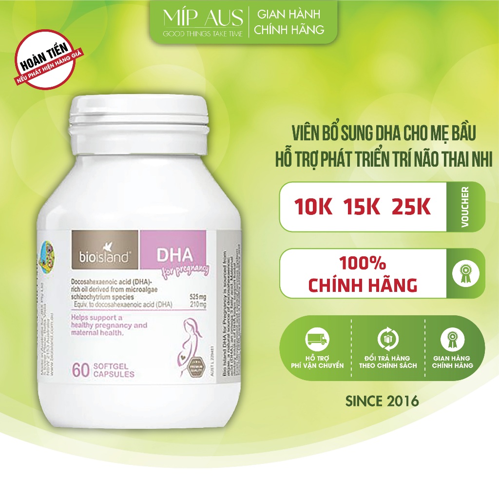 Bioisland Pregnancy DHA Vitamin Tablets, Helps Fetal Brain Development ...