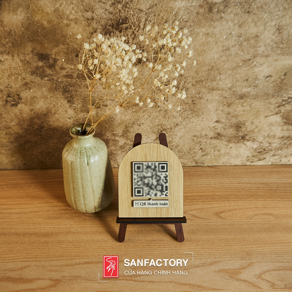 Desktop QR Code board SAN-QR01, laser engraved wood material (with ...
