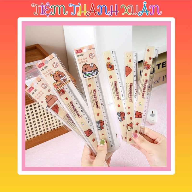 Capybara ruler, printed hard clear plastic ruler 20 cm | Shopee Malaysia