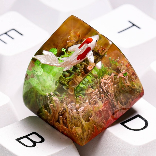 Honey and Mint koi fish keycaps, SA profile gaming keycaps, Keyboard ...