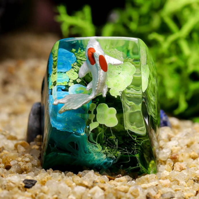 Green koi fish keyboard buttons, SA profile gaming keycaps, artisan ...