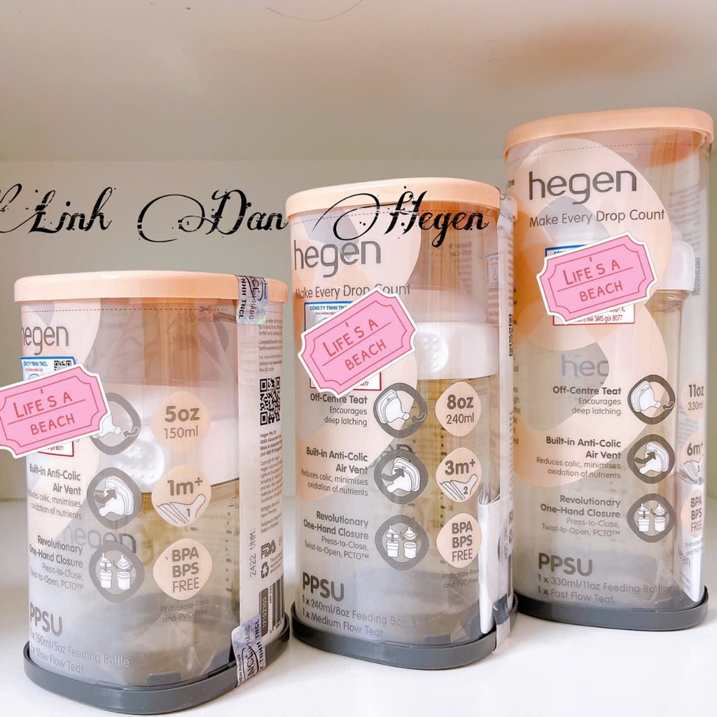 Genuine hegen Milk Bottles 60 150 240 330ml with nipple exchange 0 1 2 ...