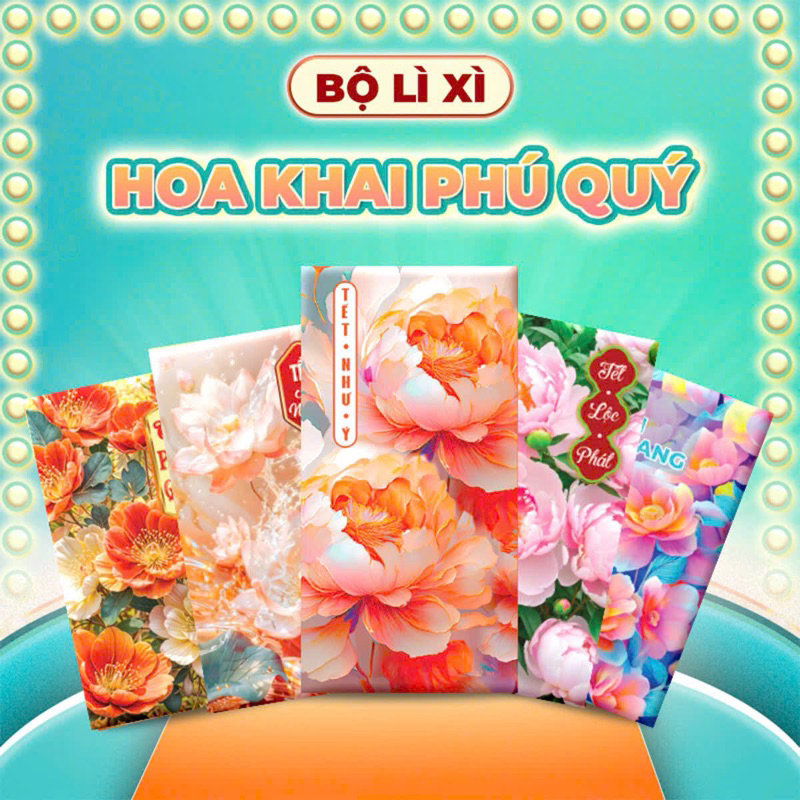 Set of 100 gorgeous HOA KHAI PHU QUI lucky money envelopes - Glossy ...