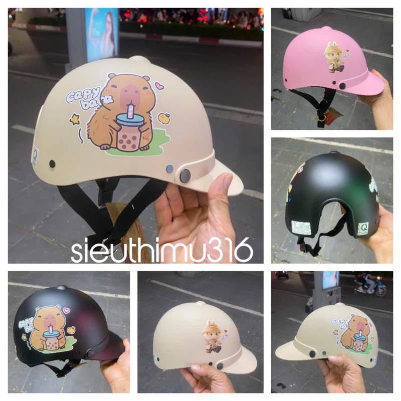 Camry labubu and capybara baseball helmet with hair tie cutout, safe ...