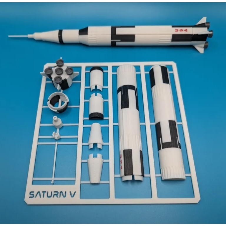 Apollo Saturn V rocket Card Kit 3D printed 1:400 scale - Model assembly ...
