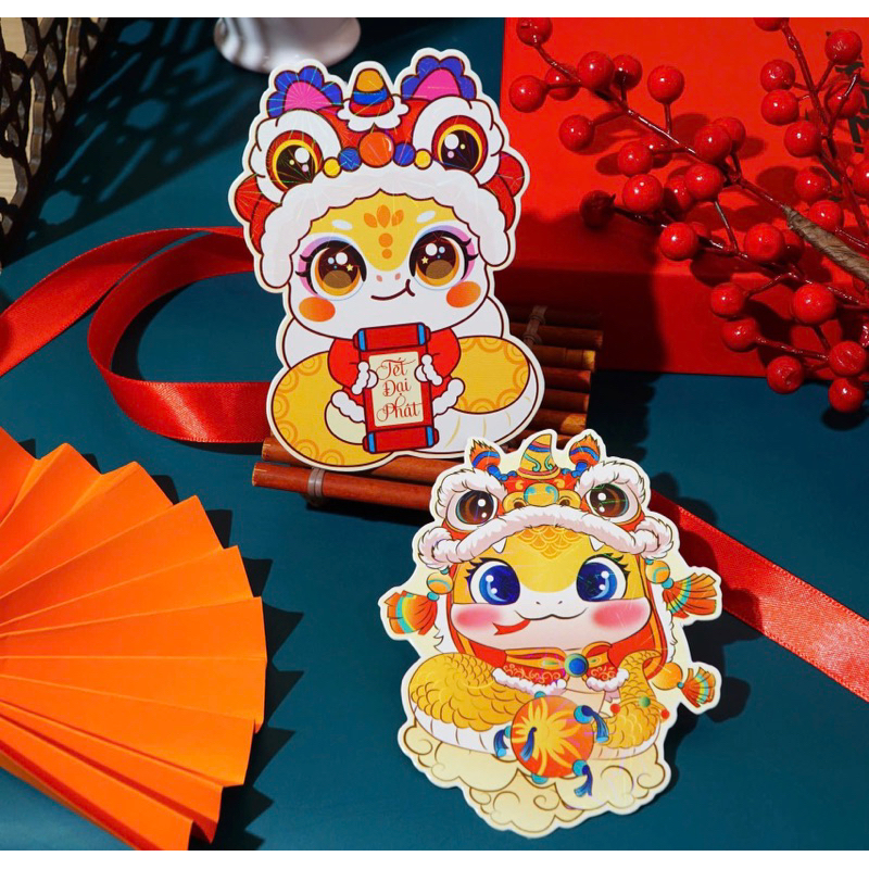 (model 1 - 50) Combo of 10 random chibi cartoon red envelopes, 2025 red ...