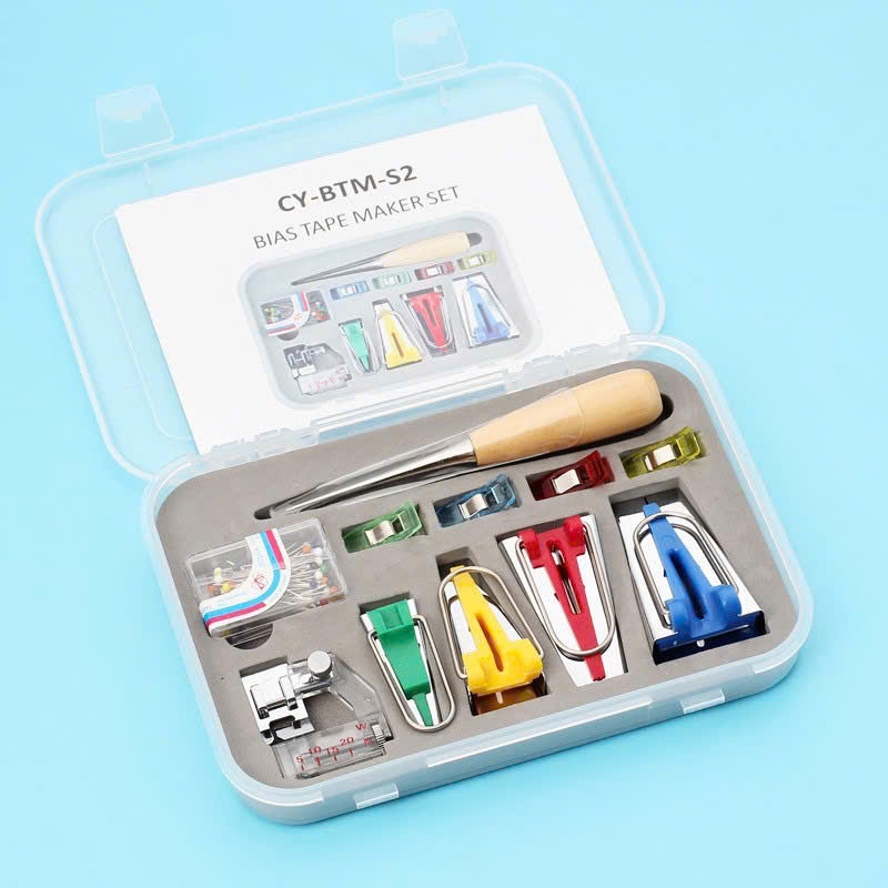 Plastic BOX hemming tool set used to make edges when sewing clothes ...
