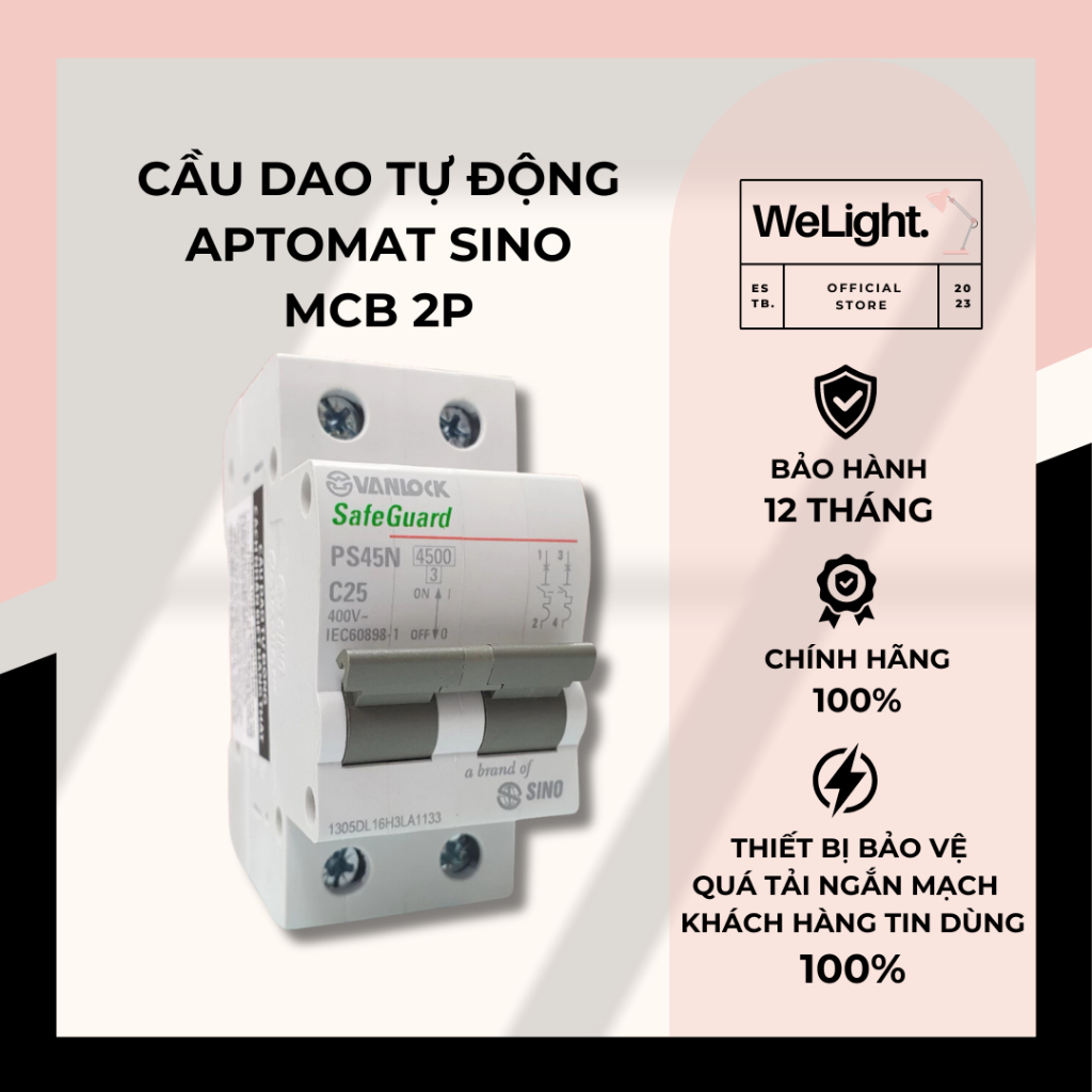 Cb 2 units SINO Aptomat 2-phase circuit breaker MCB 2P automatically ...