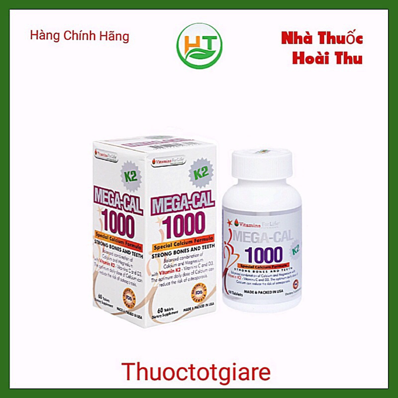 Calcium Mega Cal K2 1000 mg - Calcium supplement, anti-osteoporosis ...