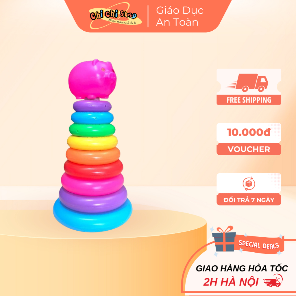 Sato Preschool Circle Stacking Toy, 11-piece Rainbow Circle Stacking ...