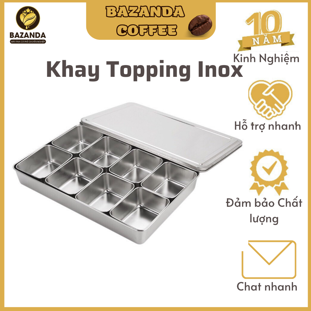 Stainless steel topping tray 8/6/4 compartments 304 with lid | Shopee ...