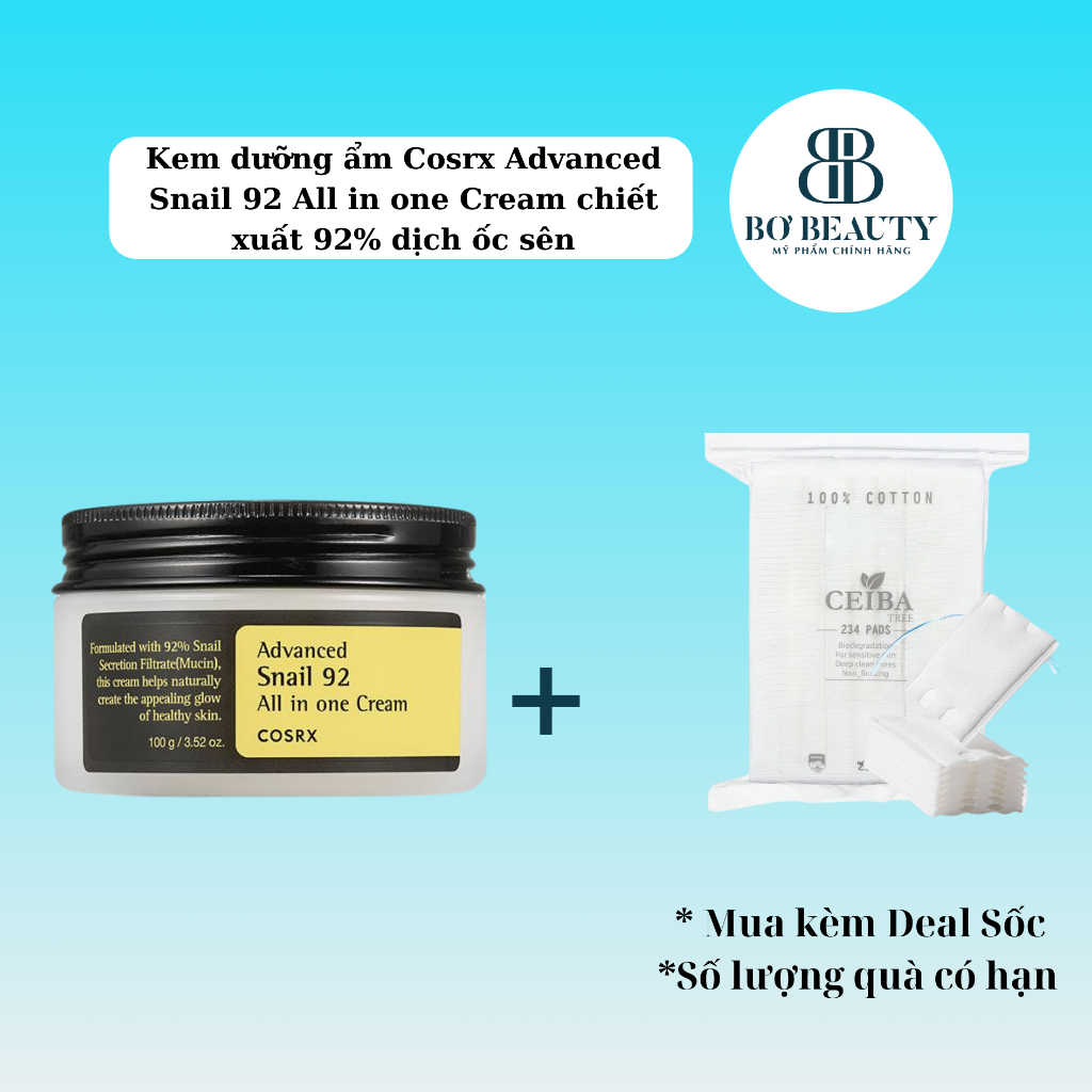 Cosrx Advanced Snail 92 All in one Cream with 92% Snail fluid extract ...