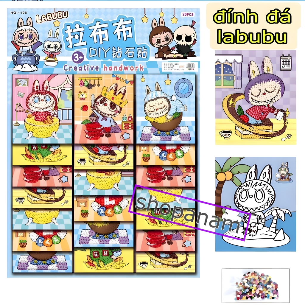 Blister of 20 sets of labubu diamond paintings, decorative paintings ...