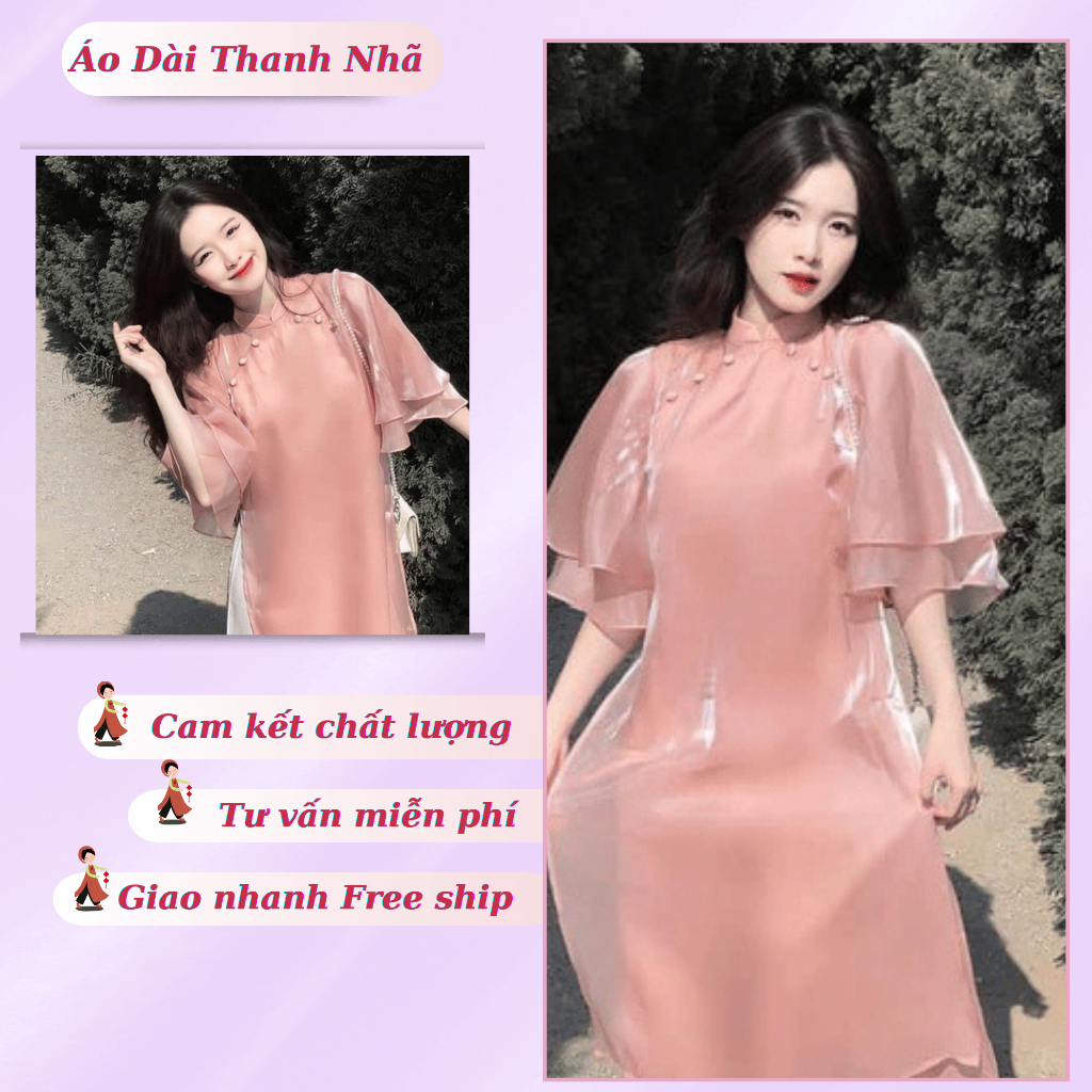 Innovative Ao Dai Spring Ao Dai Shiny Silk Fairy Tail Sleeves Powder ...
