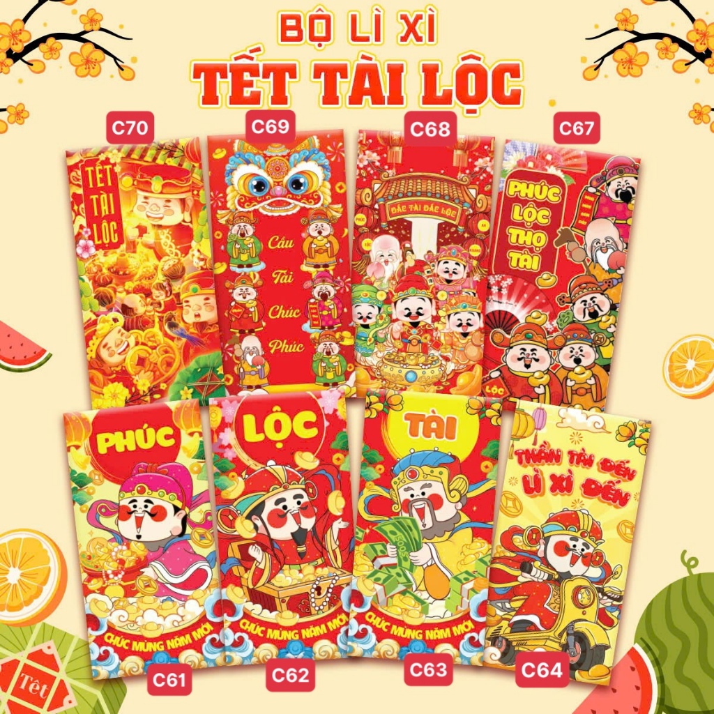 Combo of 10 lucky money envelopes CNY AT TI 2025 - PHUC LOC THO lucky ...