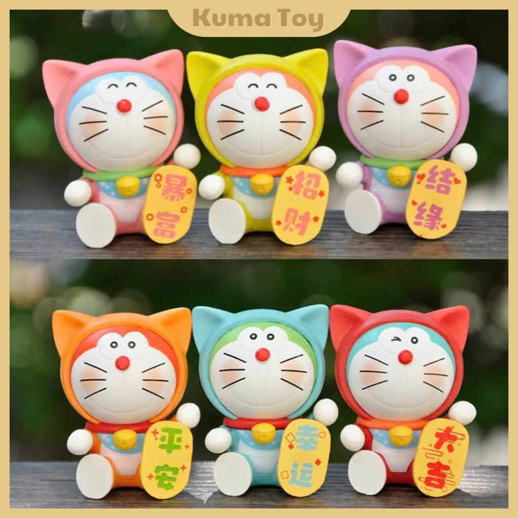 Model of 6 mini Doraemon Cats Lucky Fortune, Peace, Love - Premium ...