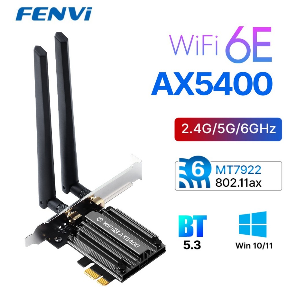 Card carrying Bluetooth Wifi Card Fenvi Wifi 6 6E AX5400 Wifi 5 Pci-e Wireless Ac1200 Dual Band ...