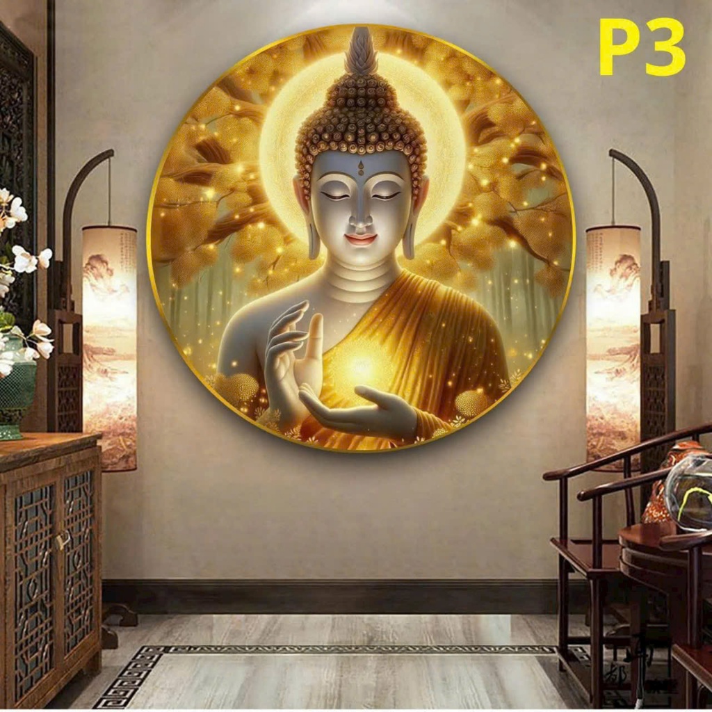 Beautiful Round 3D Mirror Buddha Wall Painting. | Shopee Malaysia