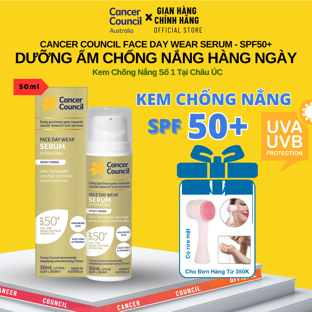 Cancer Council Face Day Wear Daily Moisturizing Sunscreen Serum SPF50 ...