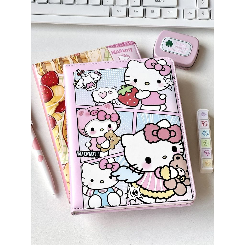 Cute Hello Kitty A5 leather notebook, color pages, for students ...