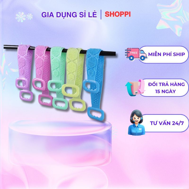 Back scrubbing belt, body massage sponge when bathing with 2 sides of ...