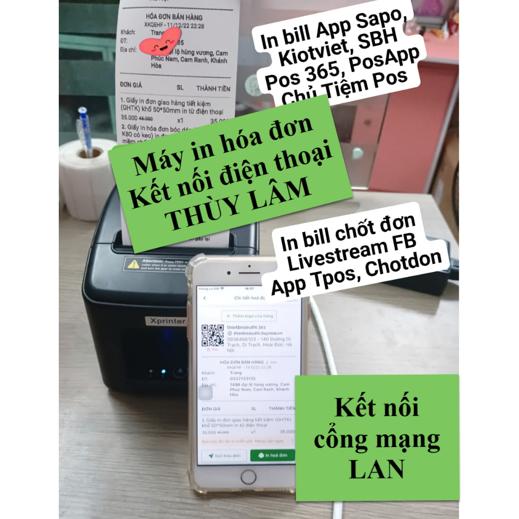 [THY Lam] K80mm receipt printer prints receipts of Kiotviet, Sapo ...