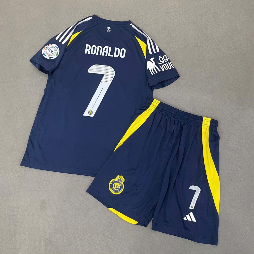 Al Nassr blue and black away kit 2025 with name RONALDO-7 printed ...