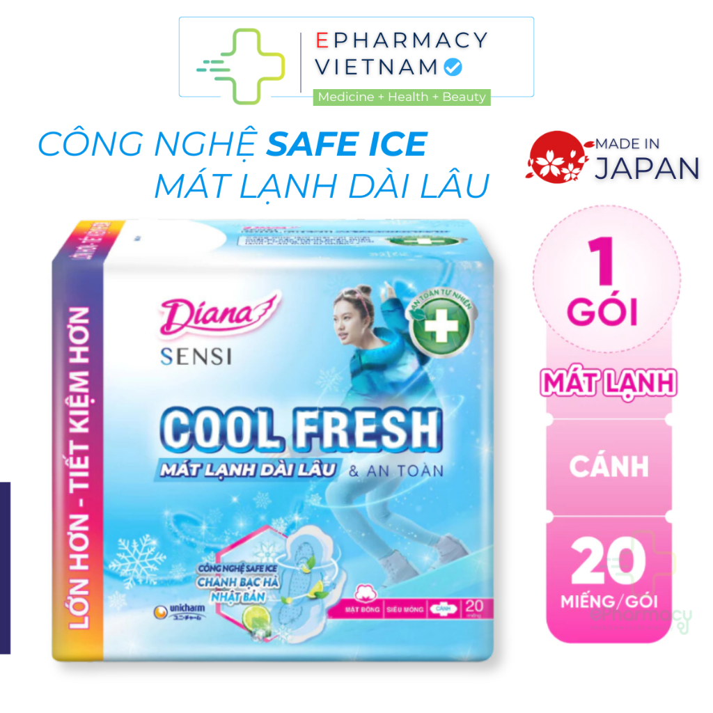 Diana Cool Fresh Ultra-Thin Sanitary Napkin with Cool Wings ...