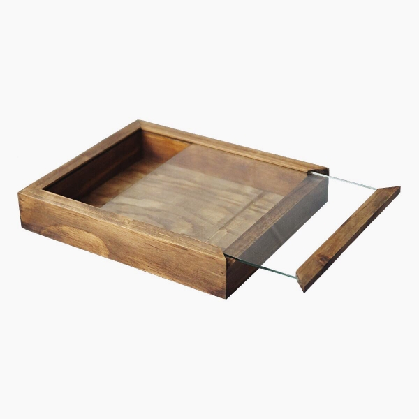 Pine wood box with glass sliding lid 20x25cm inside | Shopee Malaysia