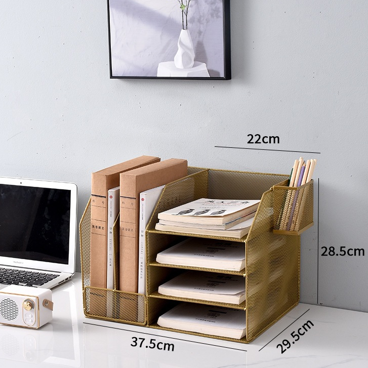 Multi-purpose document filing rack with metal TH2 pen holder, shelf ...