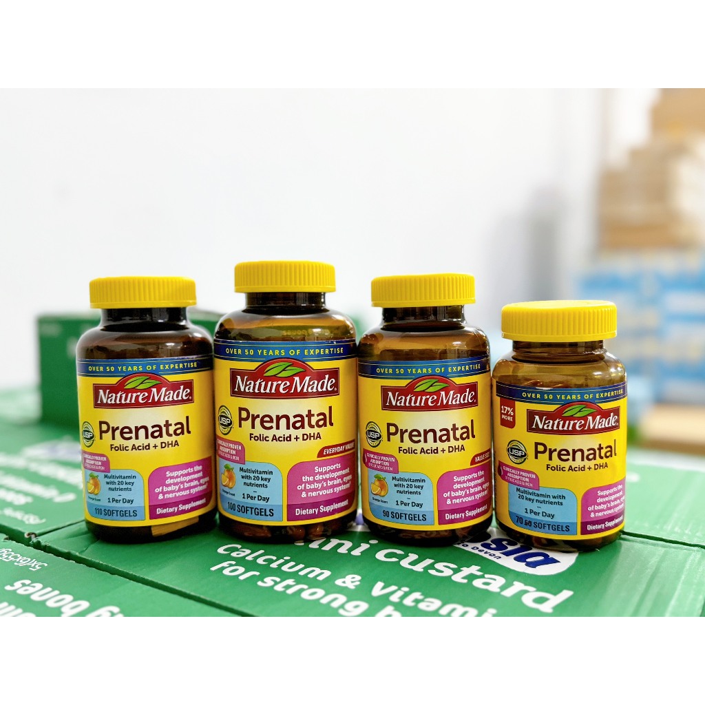 Combo Nature Made Prenatal Multivitamin Folic Acid + DHA 150 tablets ...