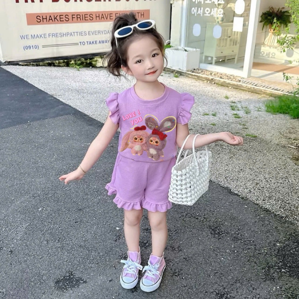 B3 LOVE YOU GIRLS' CLOTHING SET WITH BELLY SLEEVES, SOFT COTTON SIZES ...