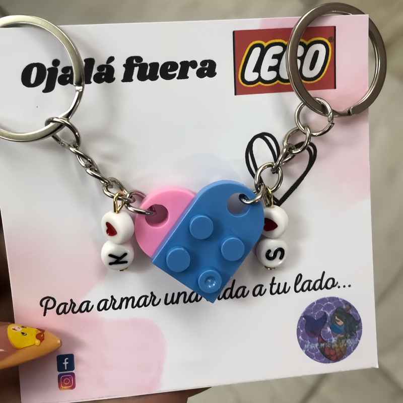 Double Keychain with Letters on Demand - Lego Couple Keychain ⋆ ̊。⋆ ˖ ̊ ...