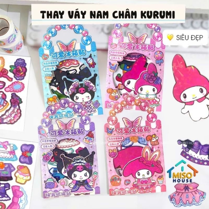 Kuromi Melody Princess Magnetic Stiker Costume Changing Toy No Need to ...