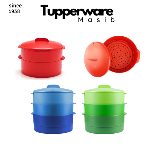 Steam It Tupperware 2 / 3 Tier Steamer Basket Red - Virgin Plastic ...