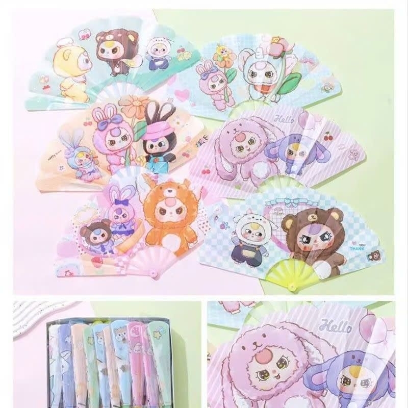 Very cute Baby Three-shaped handheld plastic fan, convenient foldable ...