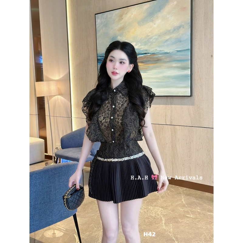 Lace Set 2 Piece ruffle lace top mixed with pretty ruffle skirt ...