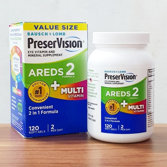 Date 5/26 - PreserVision Areds 2 Multi Vitamin eye supplements bottle of 120 tablets from the US ...