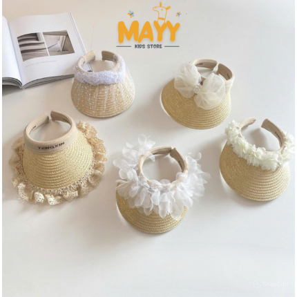 Sedge hat for babies - Elegant straw hat with lace and flower bow, wide ...
