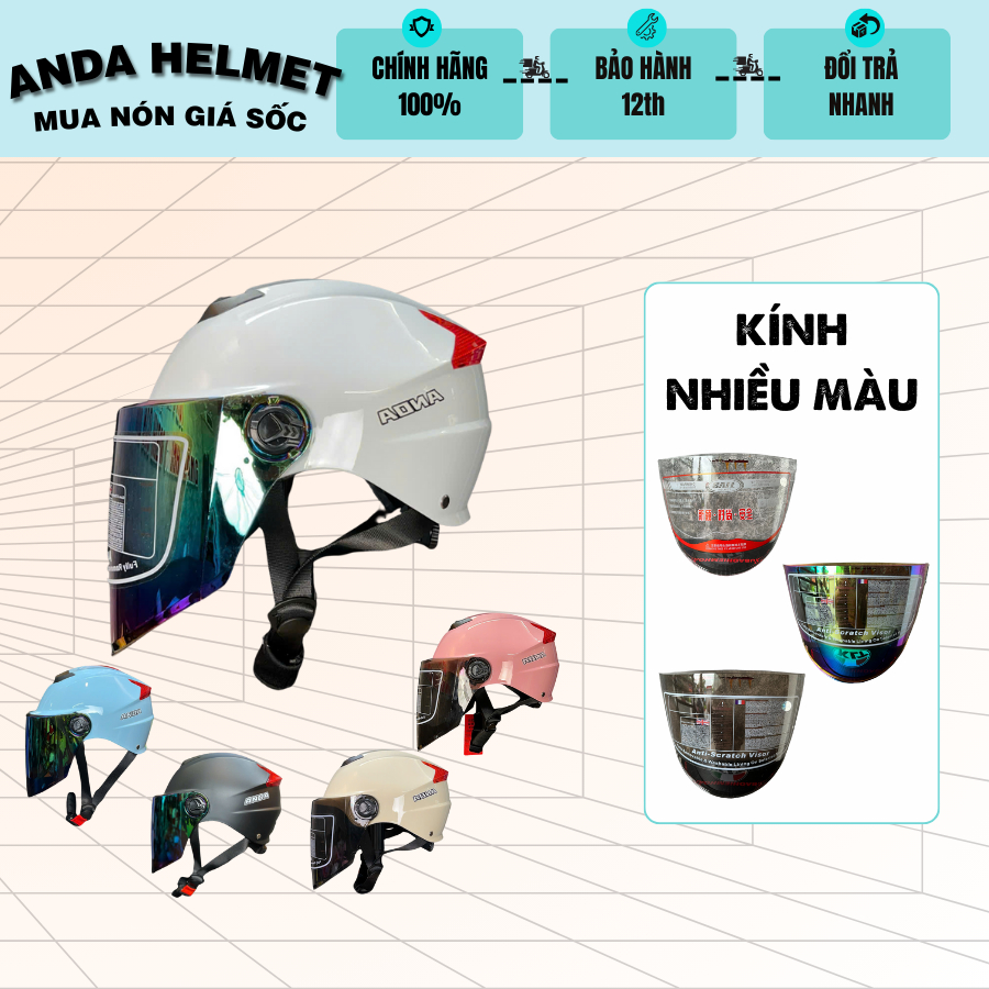 Genuine ANDA HELMET half-head HELMET, with long glasses, many colors ...