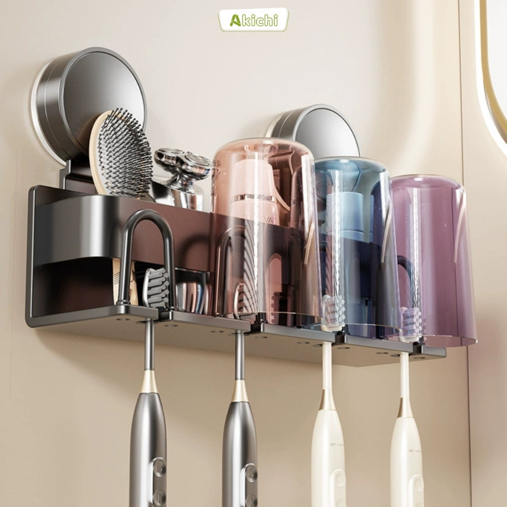 Akichi toothbrush shelf, wall-mounted shelf with vacuum technology ...
