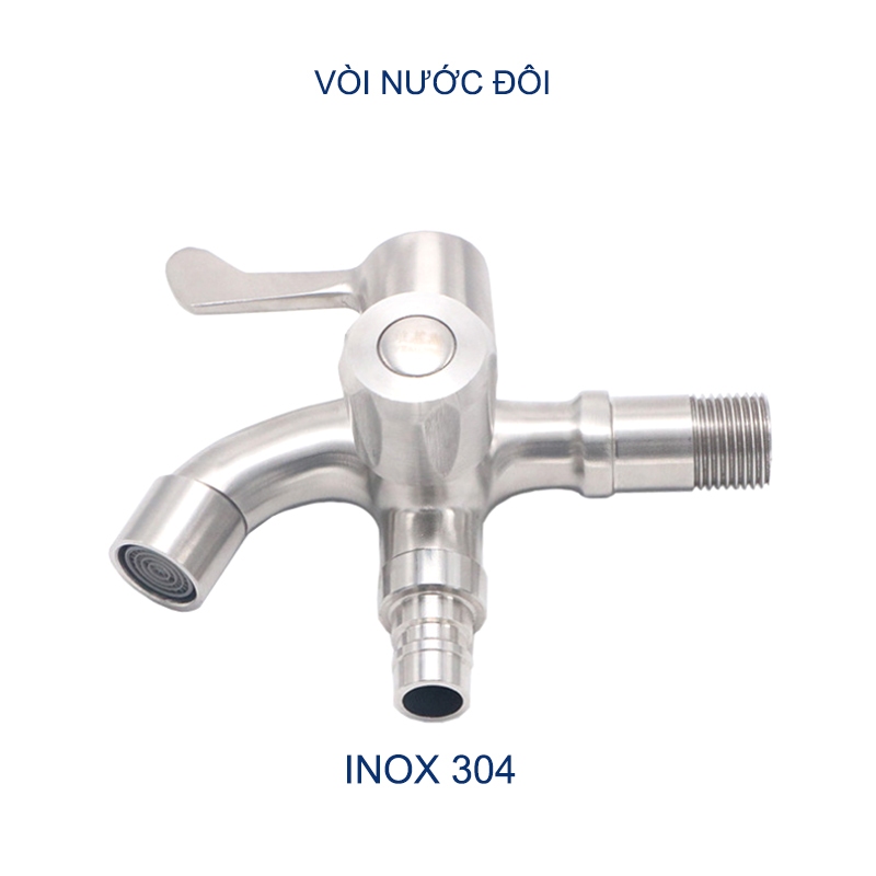 Double WALL MOUNTED COLD WATER FAUCET IN Stainless Steel 304 V5008 ...